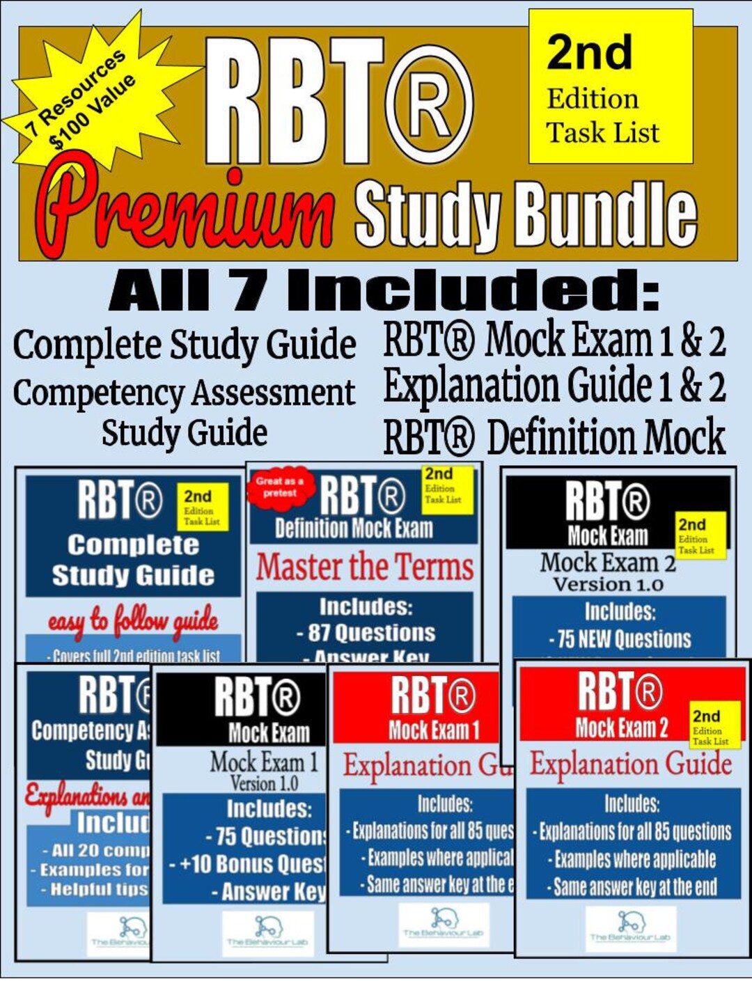 RBT Exam Study Bundle | 2nd Edition Task List | 3 Mock Exams + Competency Assessment Study Guide ...