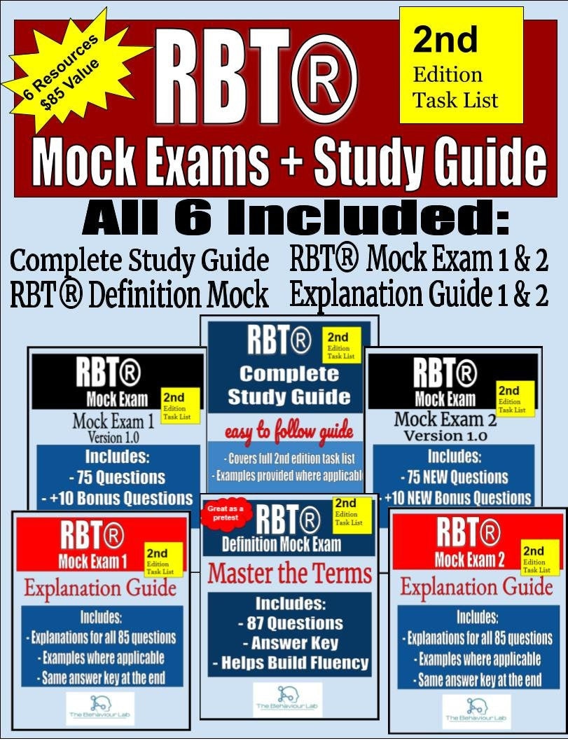 RBT Exam Complete Study BUNDLE | RBT Mock Exam + Explanation Guide ...