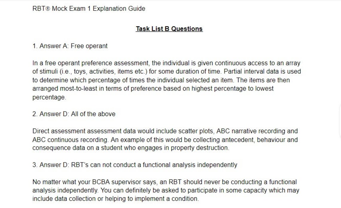 RBT Mock Exam Explanation Guide All 85 Answers Explained RBT Test RBT ...
