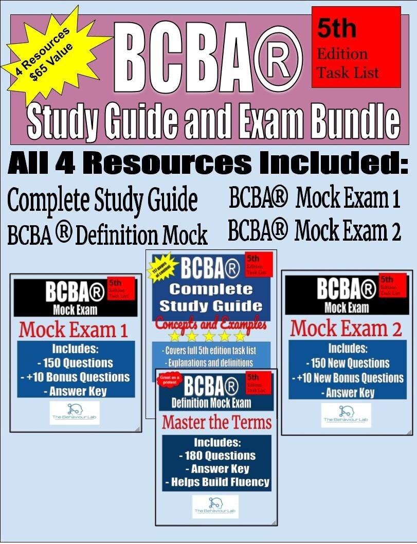BCBA Exam Study Bundle BCBA Mock Exam 1 & 2 Study Guide Definition Mock ...