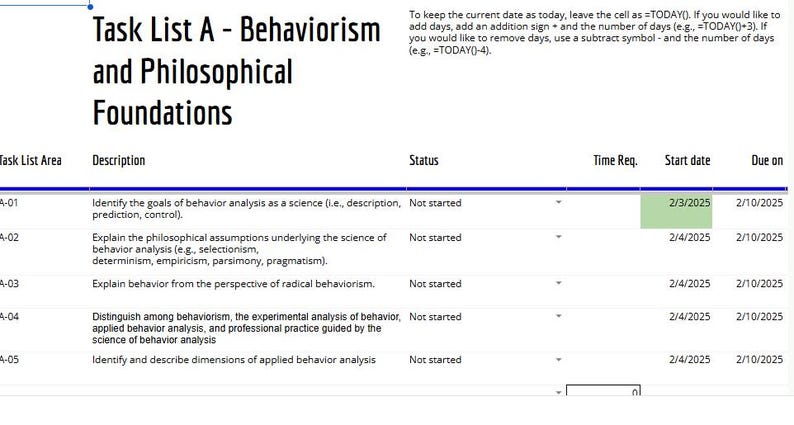 BCBA Study Planner and Organizer| 6th Edition Task List | Individual ...
