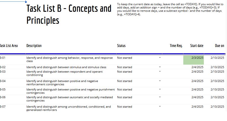 BCBA Study Planner and Organizer| 6th Edition Task List | Individual ...