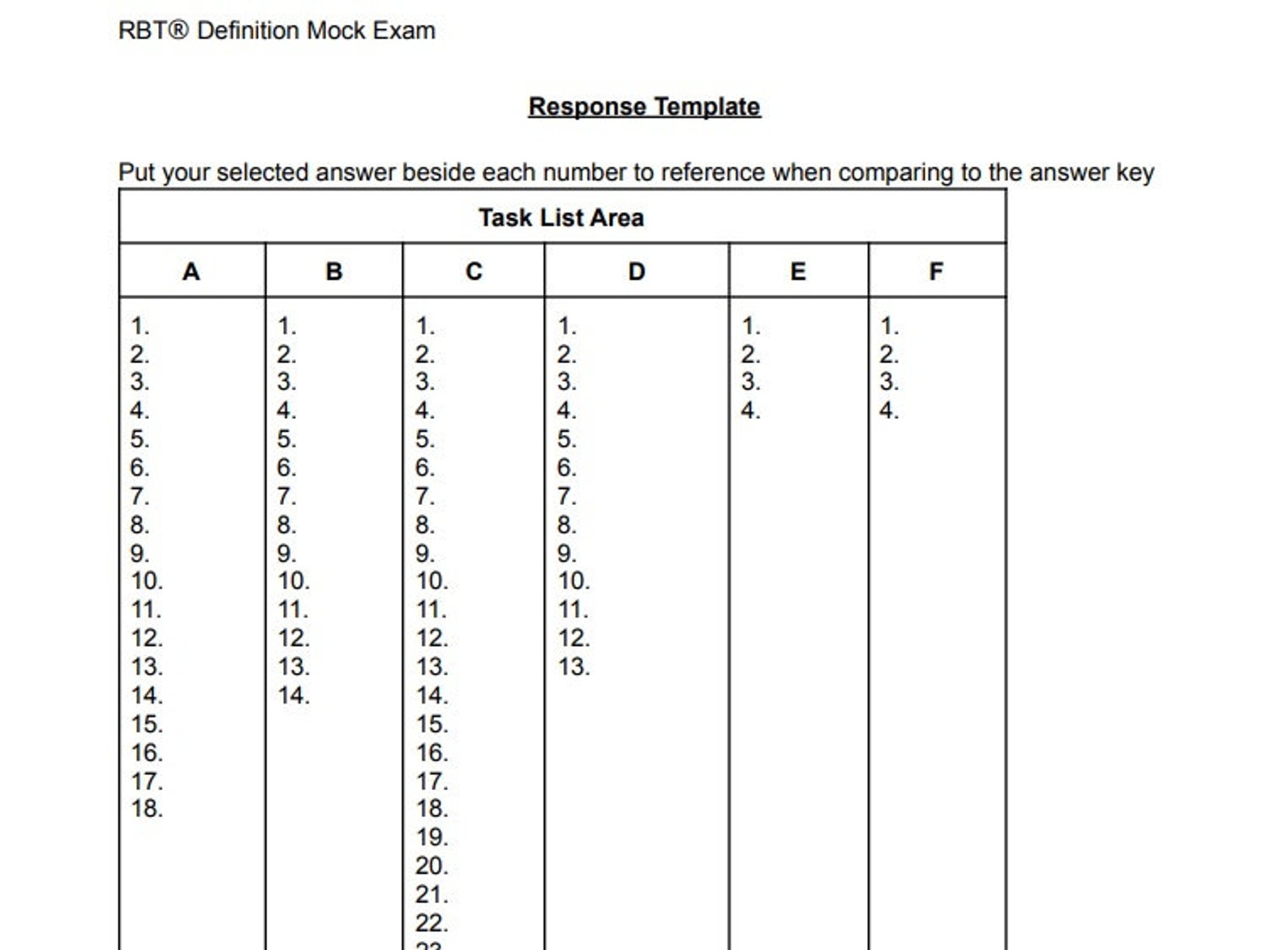 RBT Definition Mock Exam | 87 Definition Questions | Rbt Exam | Rbt ...
