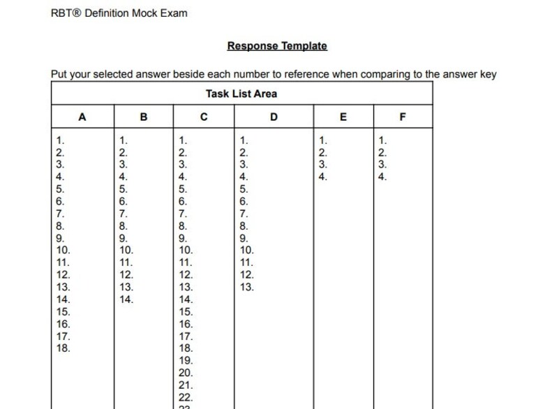 RBT Definition Mock Exam | 87 Definition Questions | Rbt Exam | Rbt ...