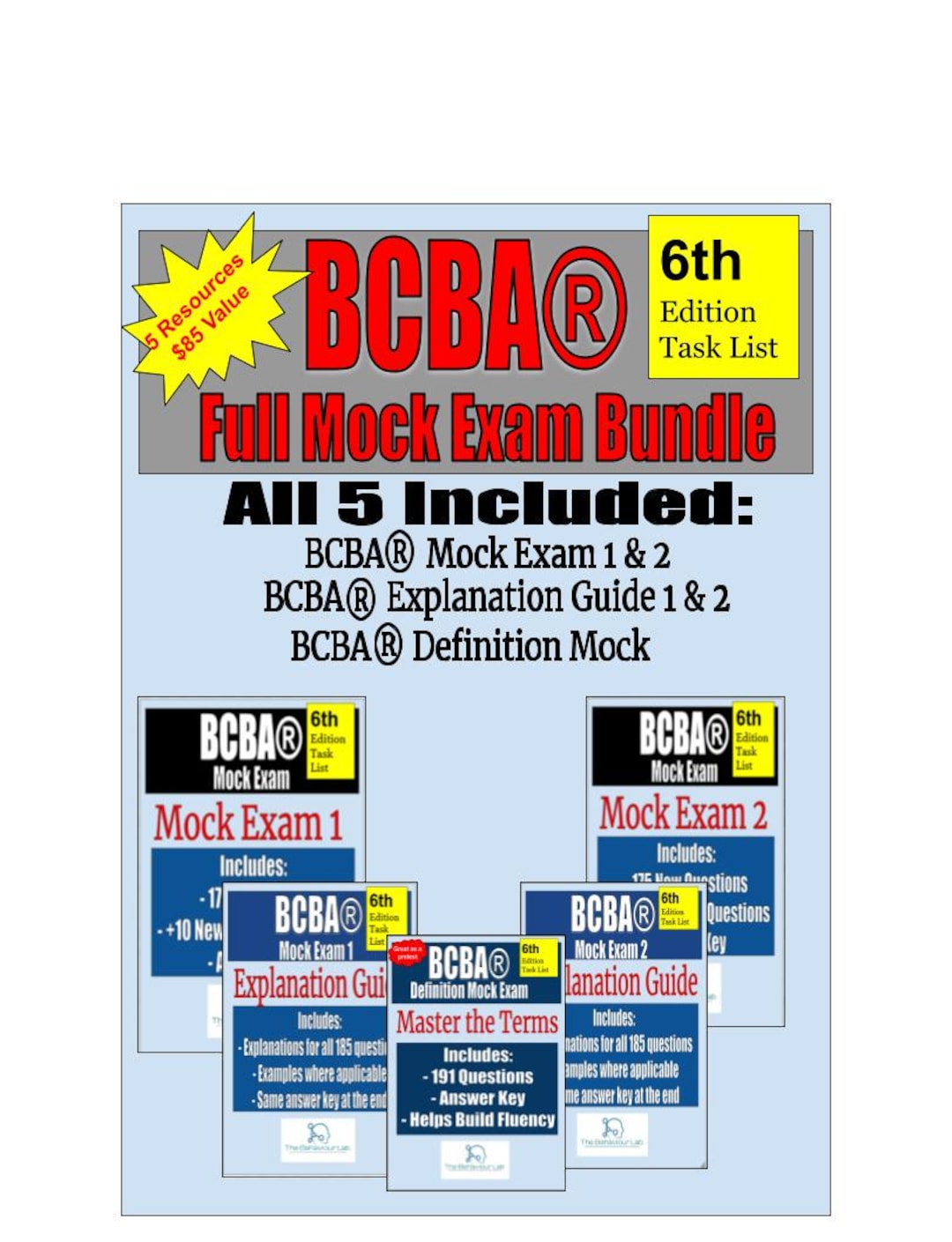 6th Edition Task List | BCBA Exam Complete BUNDLE | BCBA Mock Exam 1 ...