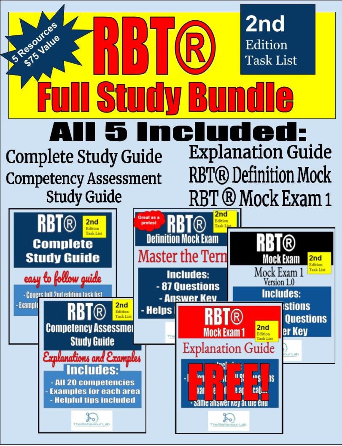 RBT Exam Complete Study BUNDLE | RBT Mock Exam + Competency Study Guide ...