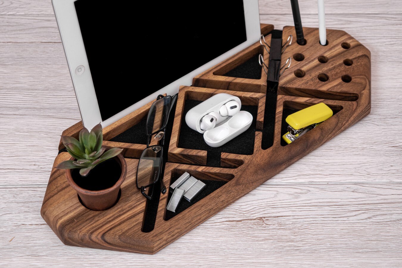 Personalized Wooden Accessory Stand Engraved Walnut Tablet - Etsy