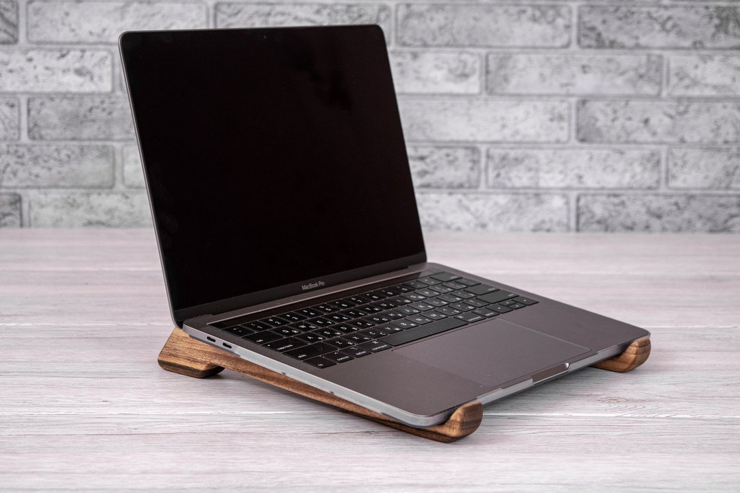 Walnut Wooden Laptop Stand | Ergonomic MacBook Holder - Etsy