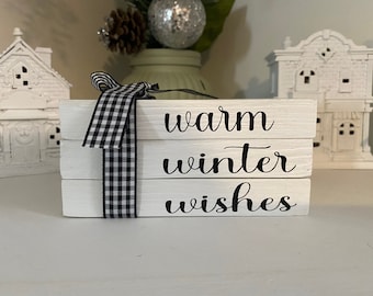 Let It Snow Farmhouse Books, Mini Wooden Book Stack, Winter Tiered Tray ...