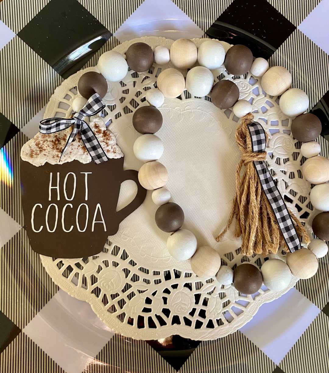 Hot Cocoa Wood Bead Garland: Coffee Bar Tiered Tray Decor - Etsy