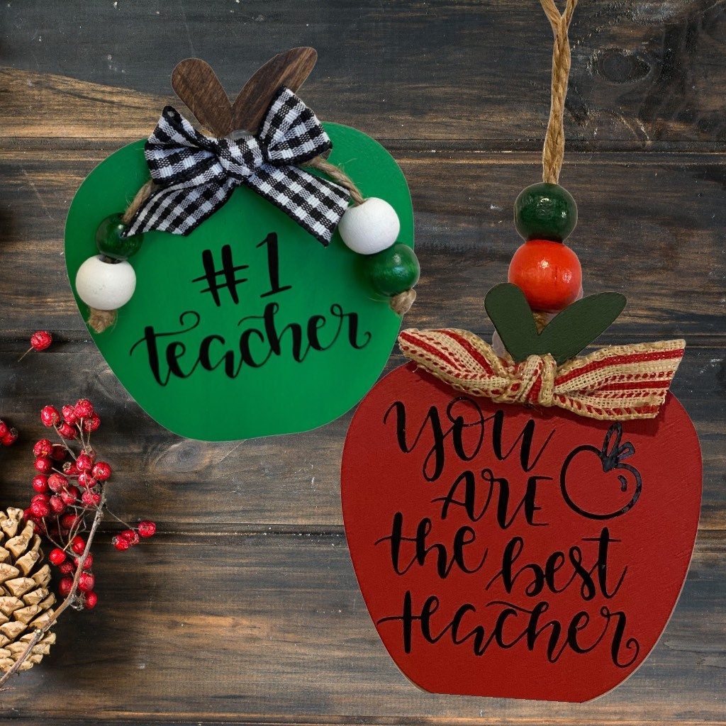 Teacher Apple Ornament Personalized Teacher Gift From - Etsy