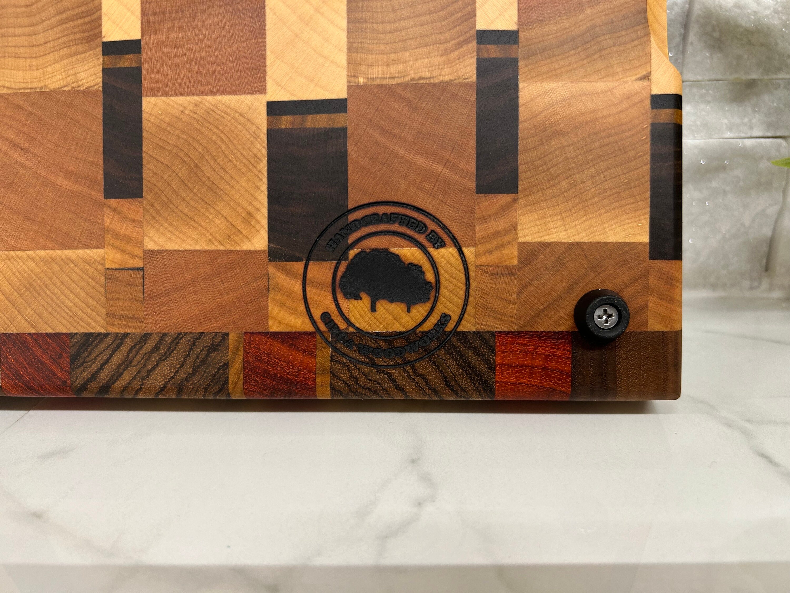 End Grain Cutting Board With Random Block Pattern Chopping Board Food ...