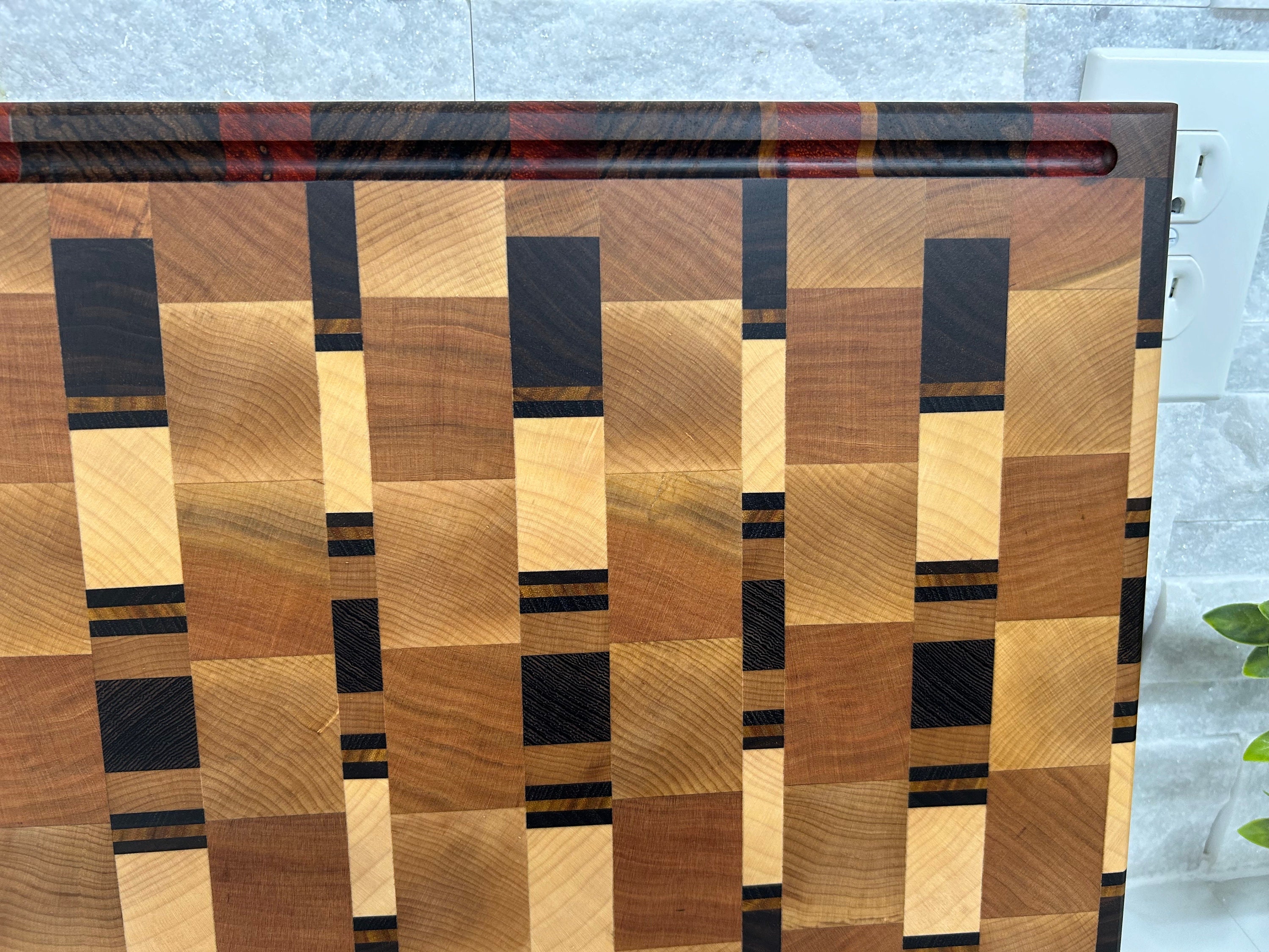 End Grain Cutting Board With Random Block Pattern Chopping Board Food ...