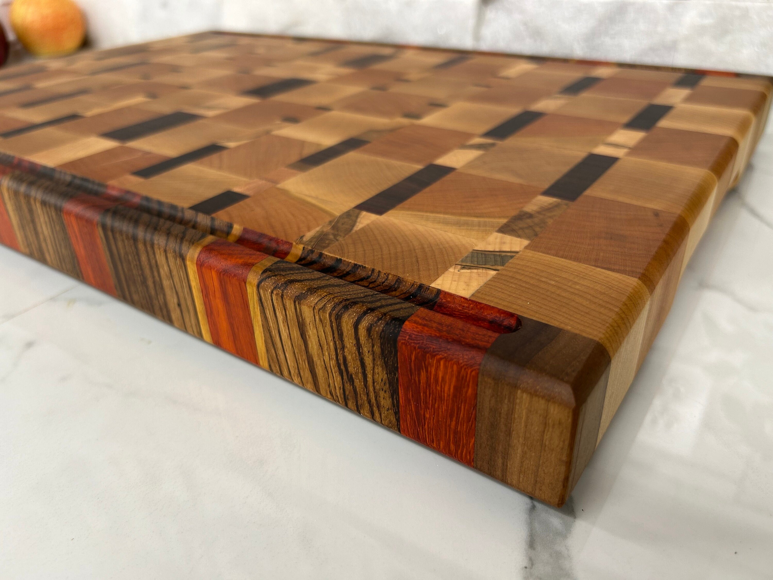 End Grain Cutting Board With Random Block Pattern Chopping Board Food ...
