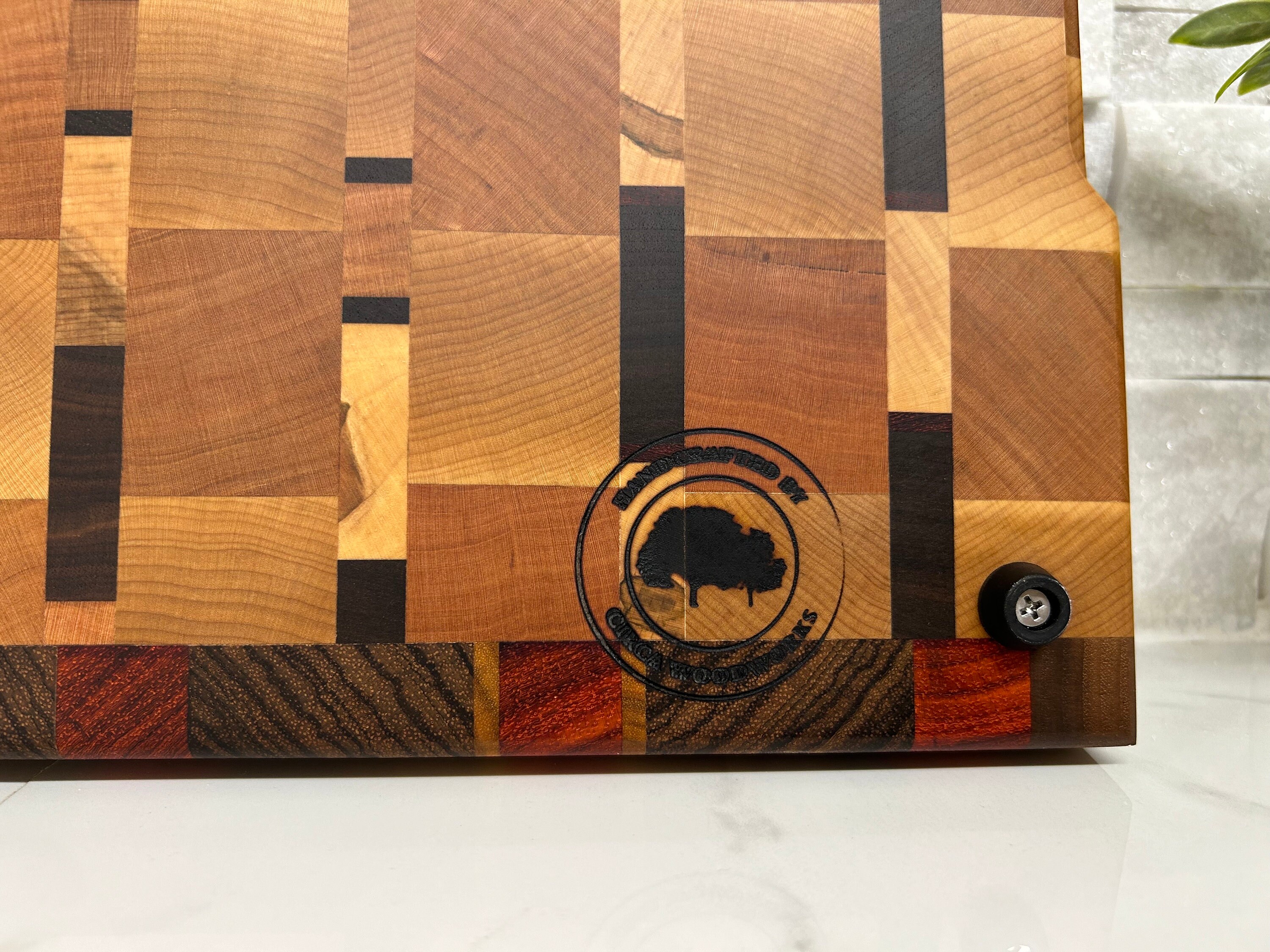 End Grain Cutting Board With Random Block Pattern Chopping Board Food ...