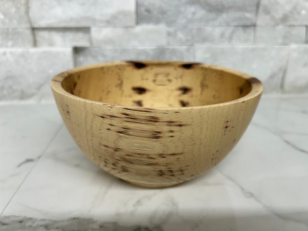 5 1/2 Hand Turned Spalted Hickory Wooden Bowl Serving Bowl Trinket Bowl ...