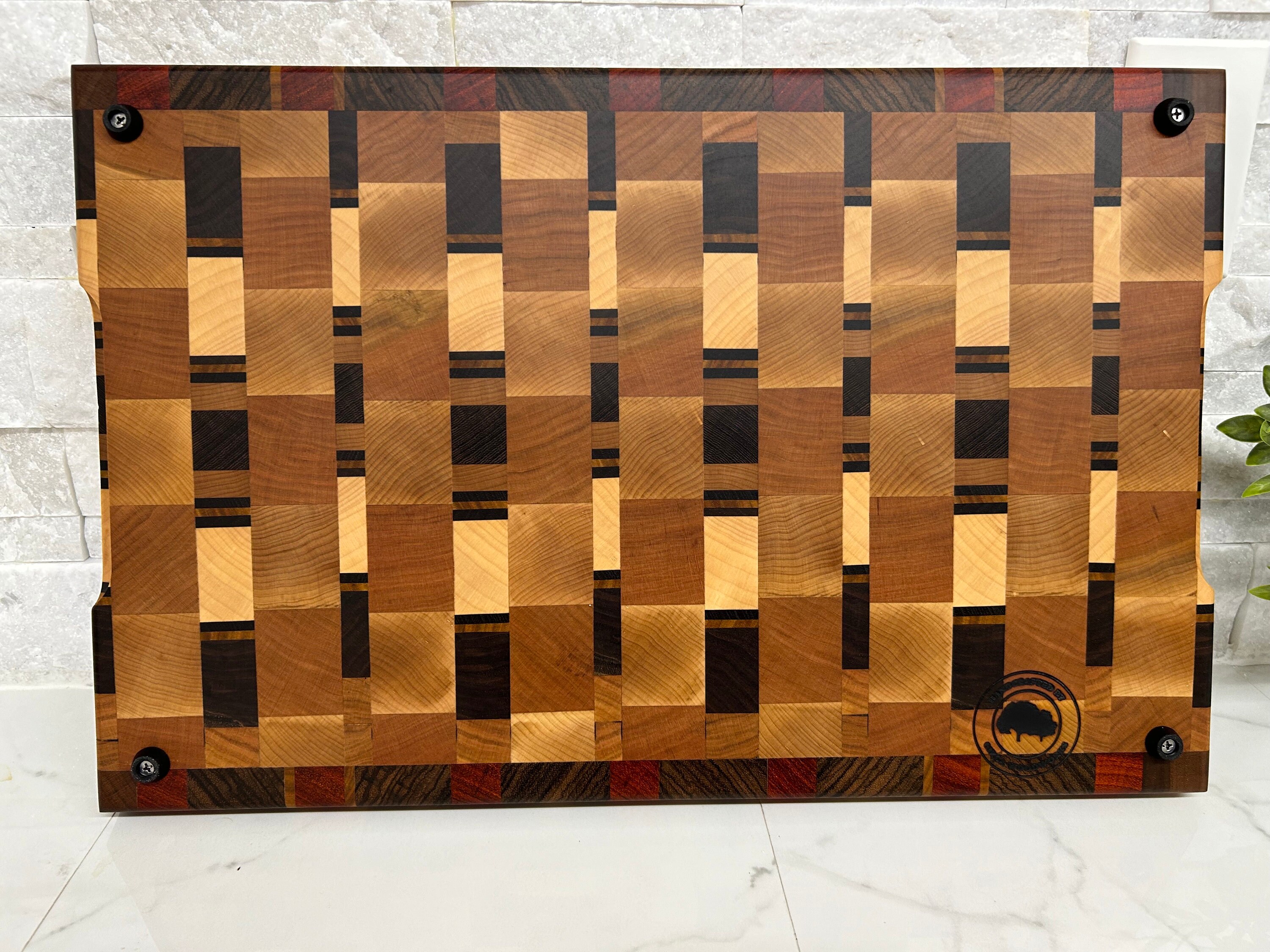 End Grain Cutting Board With Random Block Pattern Chopping Board Food ...