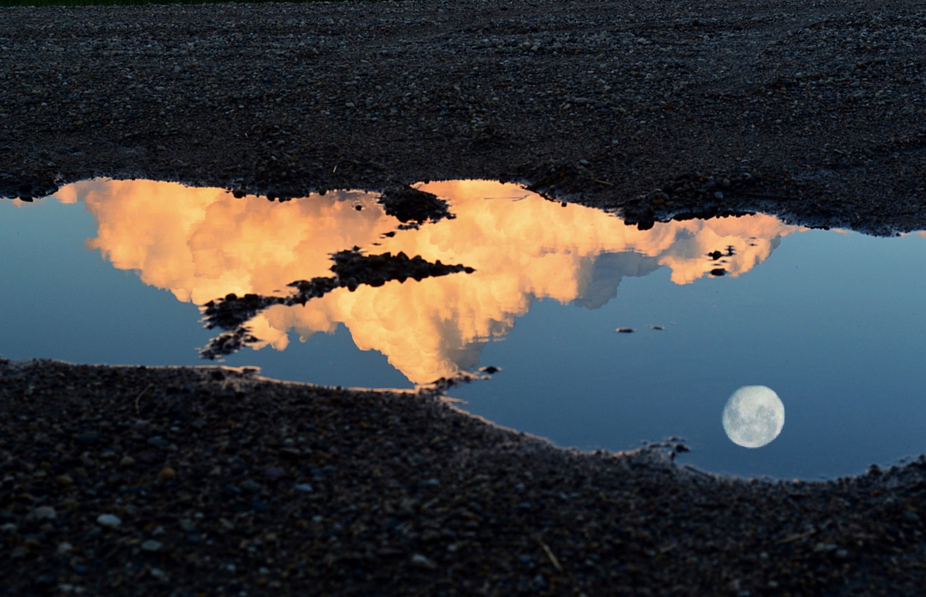Moon Reflected in Puddle - Etsy