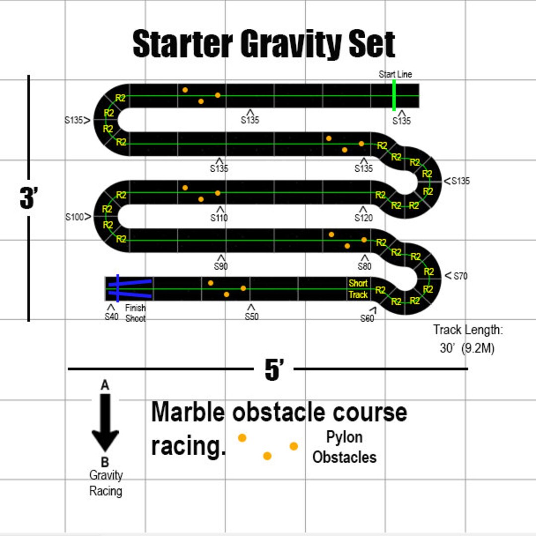 Marble Racing Set, STARTER GRAVITY, Entry Level Point A to Point B ...