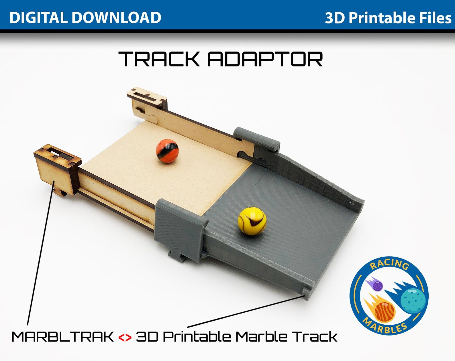 3D Marble Sports Racing System to MARBLTRAK Adaptor Track- DIGITAL ...
