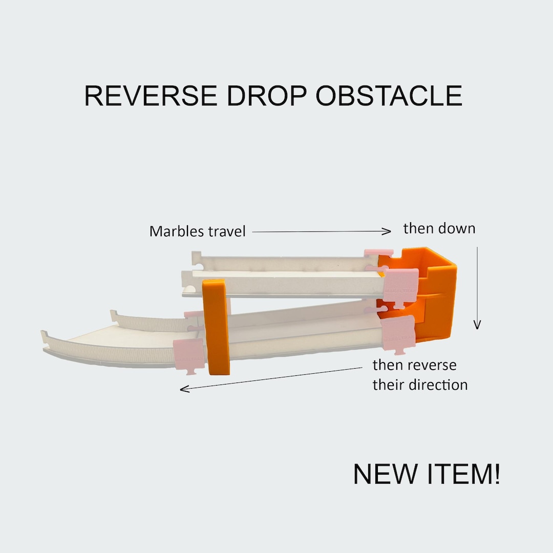 REVERSE DROP Obstacle: 3D Printed Marble Track Accessory, Add-on Track ...