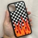 Checked Flames Fire Phone Abstract Aesthetic Phone Case for iPhone 13 ...