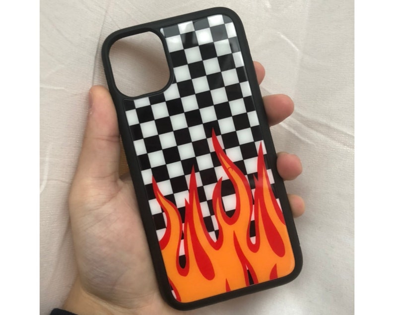 Checked Flames Fire Phone Abstract Aesthetic Phone Case for - Etsy