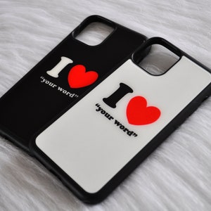I Heart I Love Phone Case Personalized Black & White Heart - Etsy UK