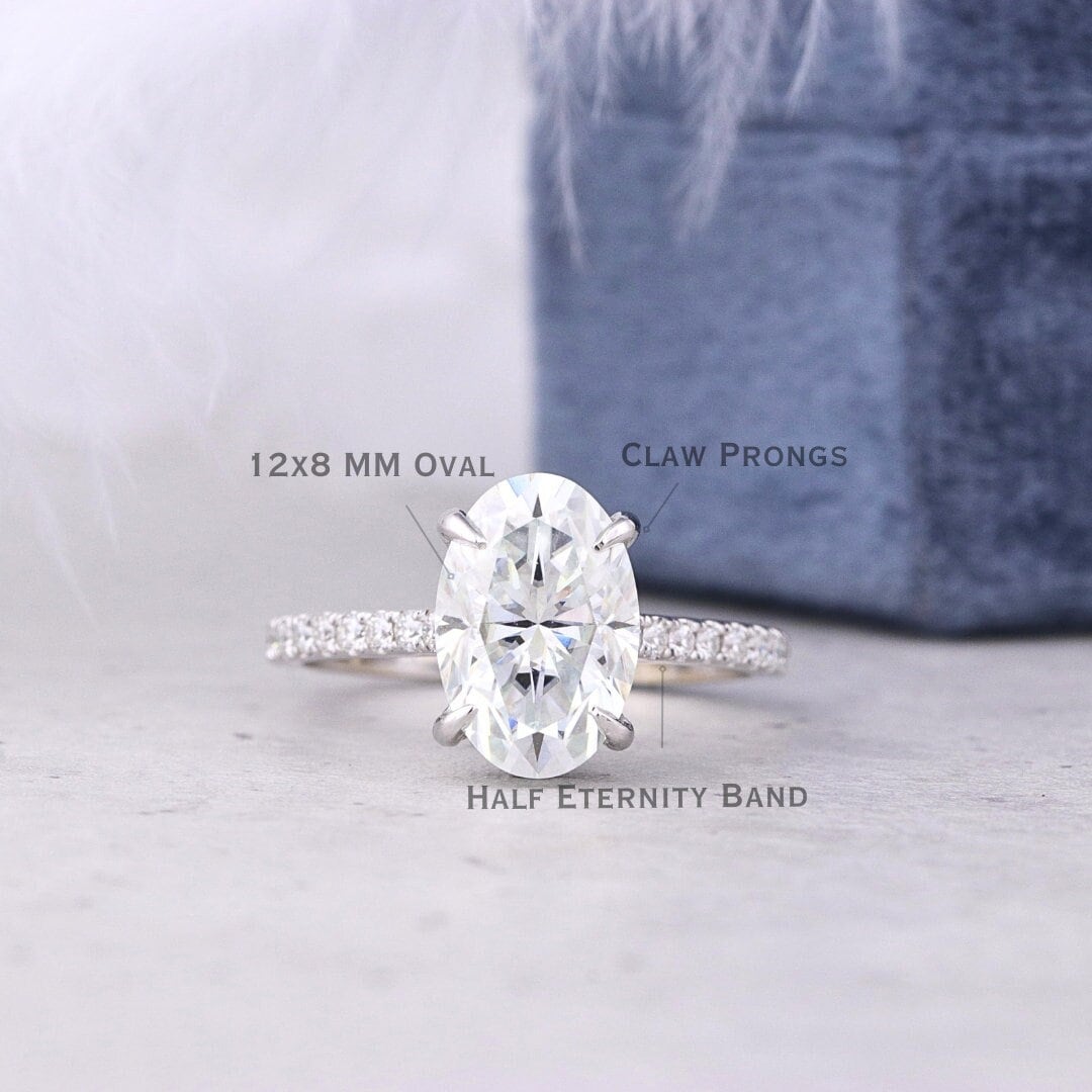 3 Carat Oval Cut Moissanite Engagement Ring, Oval Wedding Ring, Lab ...