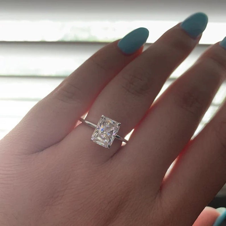 2.8 CT Radiant Cut Moissanite Engagement Ring Solitaire - Etsy