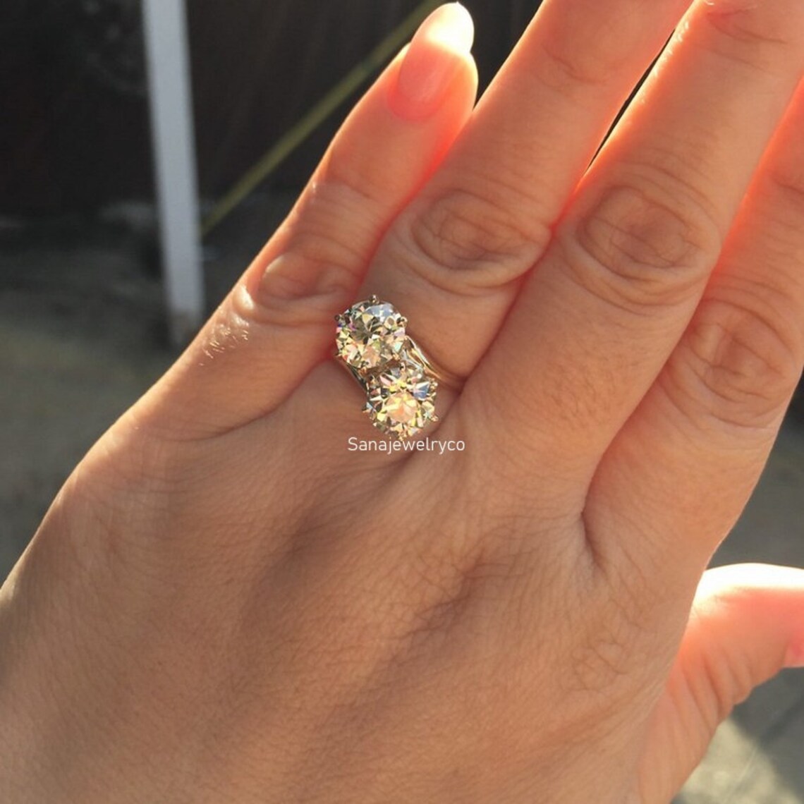 Toi Et Moi Ring Round Cut Moissanite Engagement Ring Two | Etsy