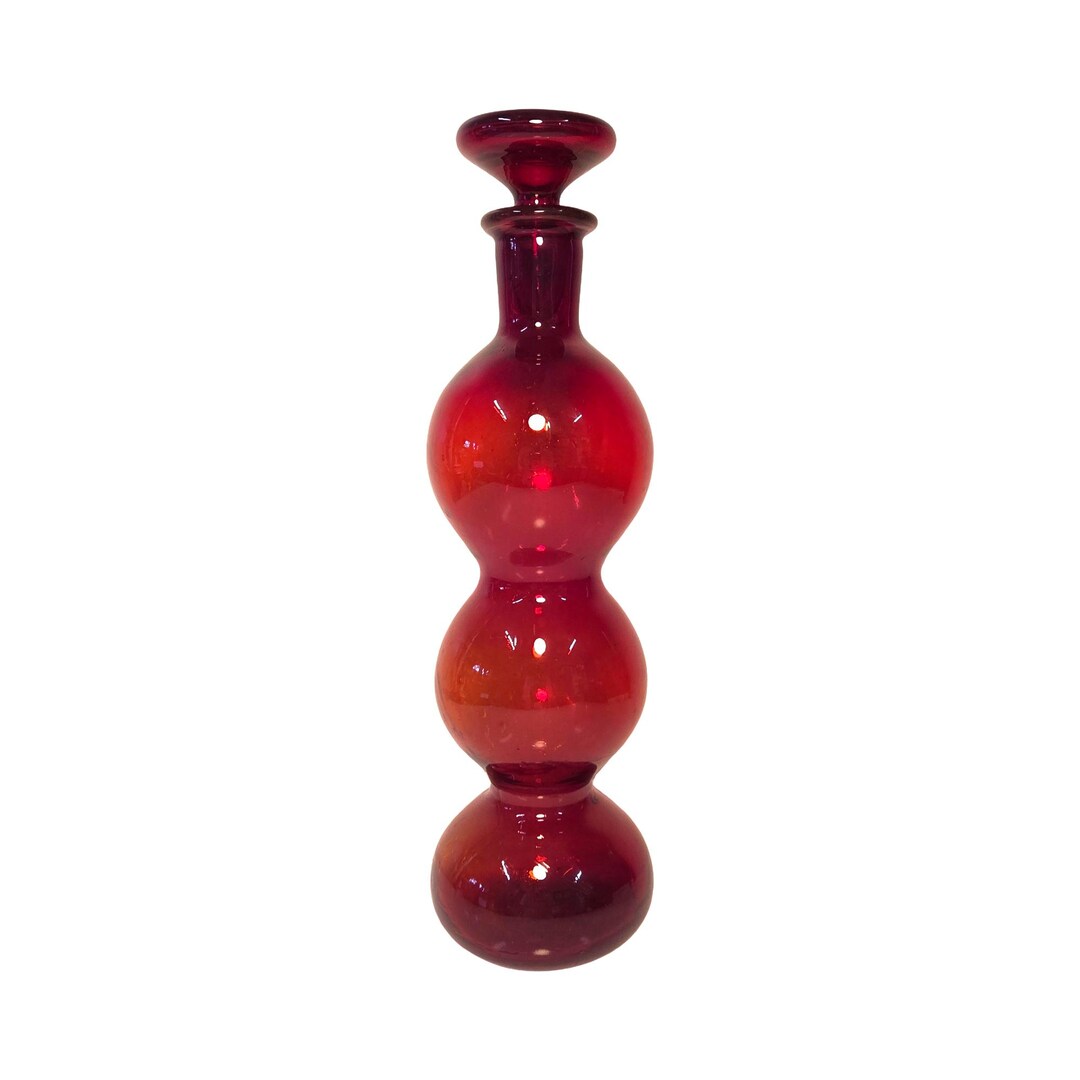 RARE 1950s Blenko "ruby Red" Handblown Gurgle Decanter W/stopper ...