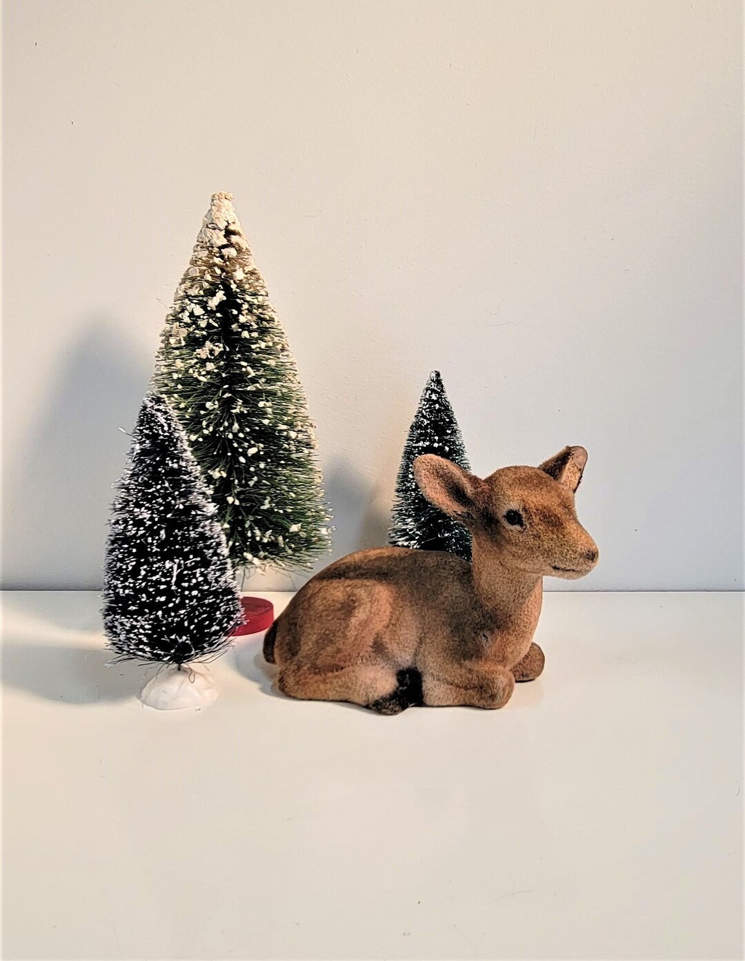 Vintage Flocked Deer Fawn Coin Bank With Glass Eyes, 6 Wide X 5 Tall ...