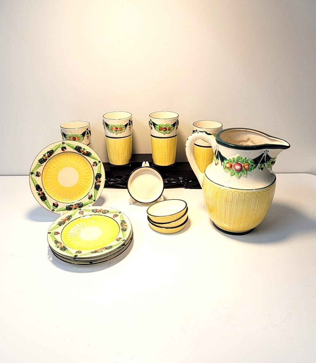 Antique Maruhon Ware Luncheon Set, Della Robbia Pattern W/64 Oz Pitcher ...