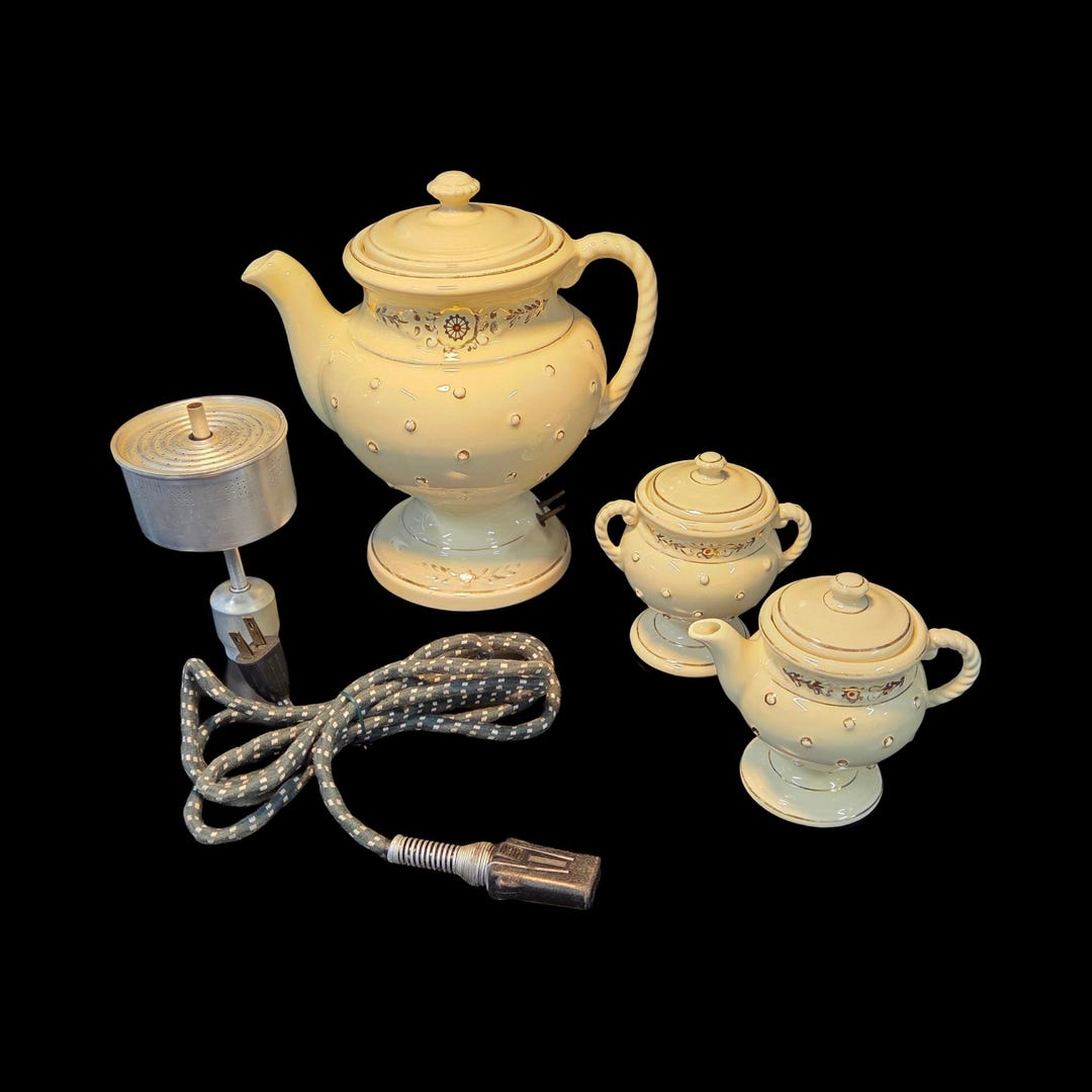Vintage Porcelier Electric Percolator Coffee Pot W/creamer, Sugar, Cord ...