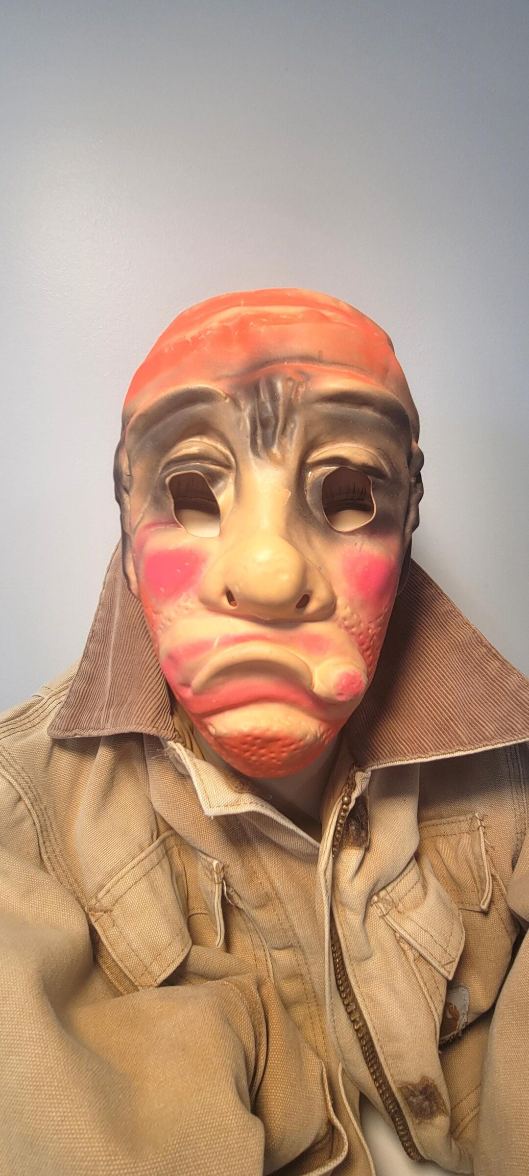 Vintage Hobo Smoking Stogie Rubber Latex Halloween Half Head Face Mask ...