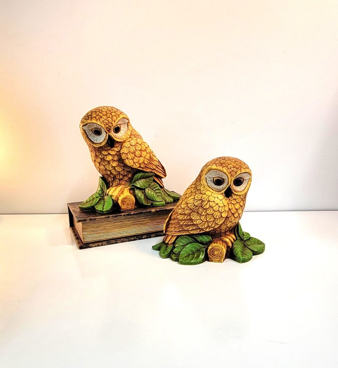 Vintage Syroco Resin Owl Figurines, Set of 2 MCM Owls, 5.75" T X 6.75 ...