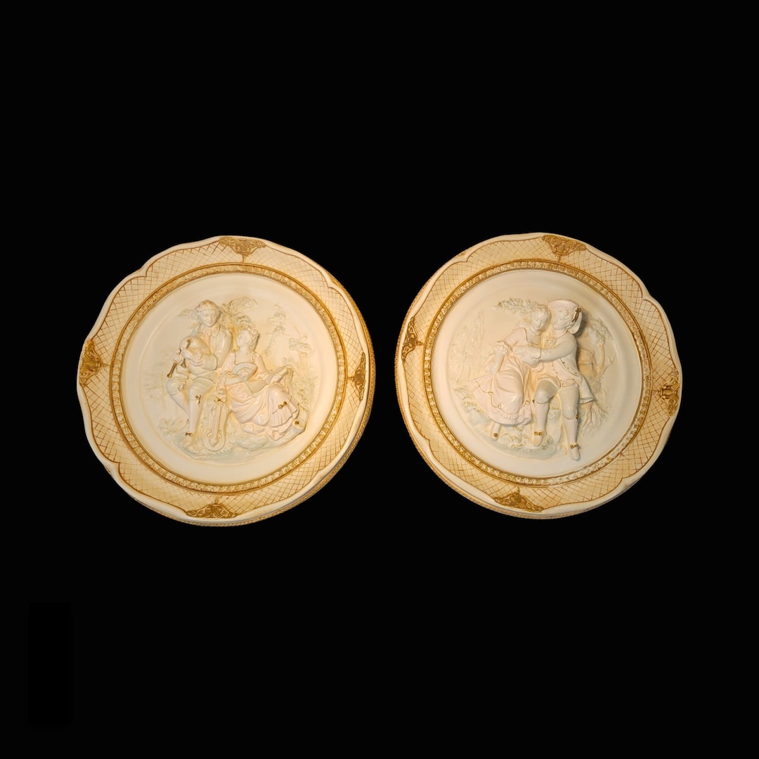 Vintage Alexander Backer Chalkware Wall Plaques, Set of 2 Courting ...
