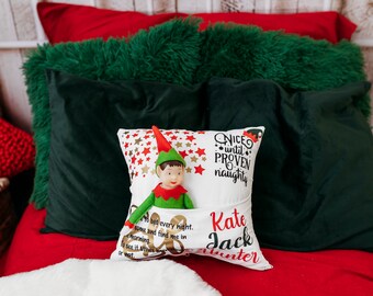 Personalised Elf Pocket Cushion Case/cover, 40x40 Cm, Christmas Elf ...