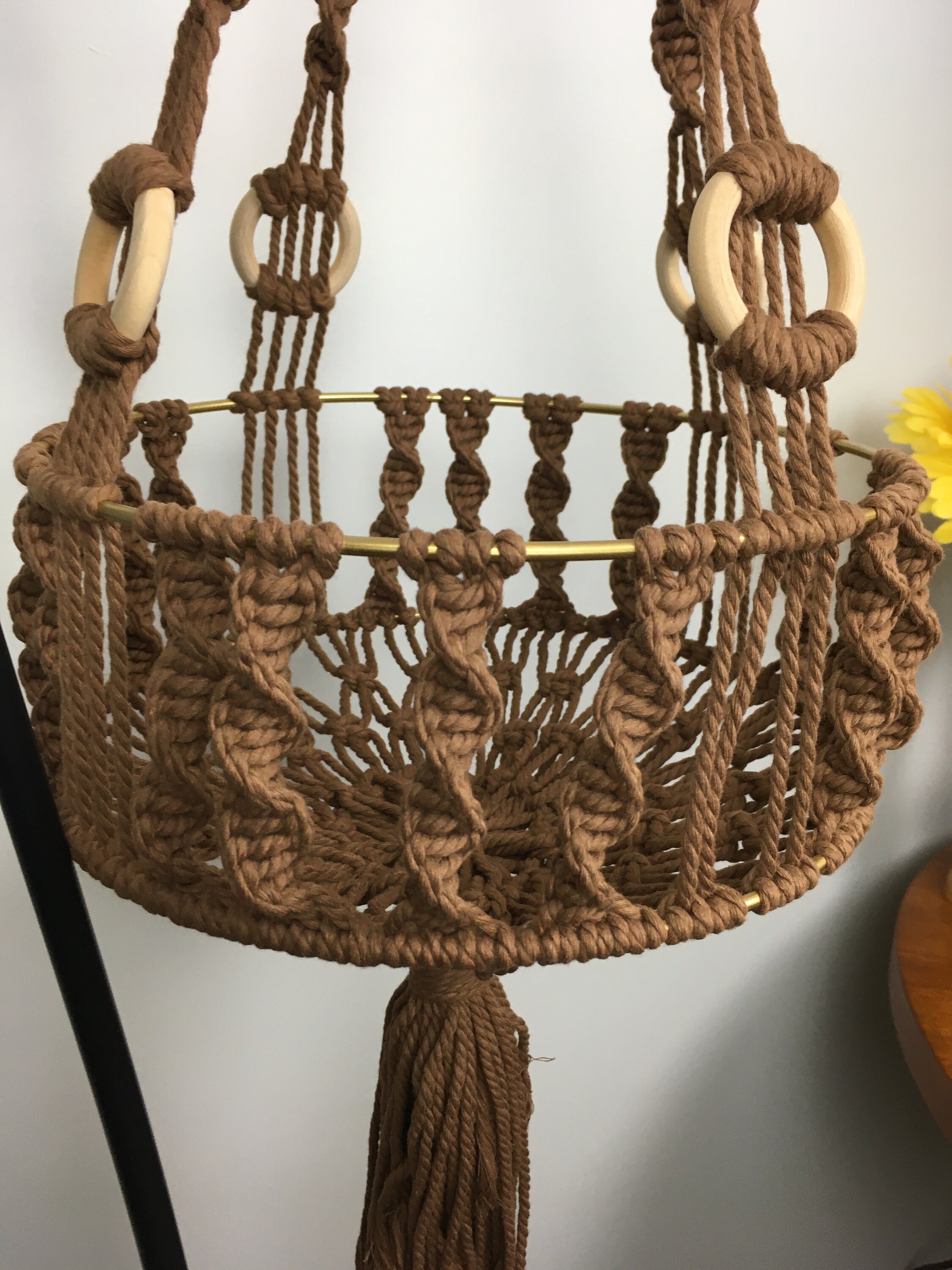 Macrame Planter Hanging Coffee Color - Etsy