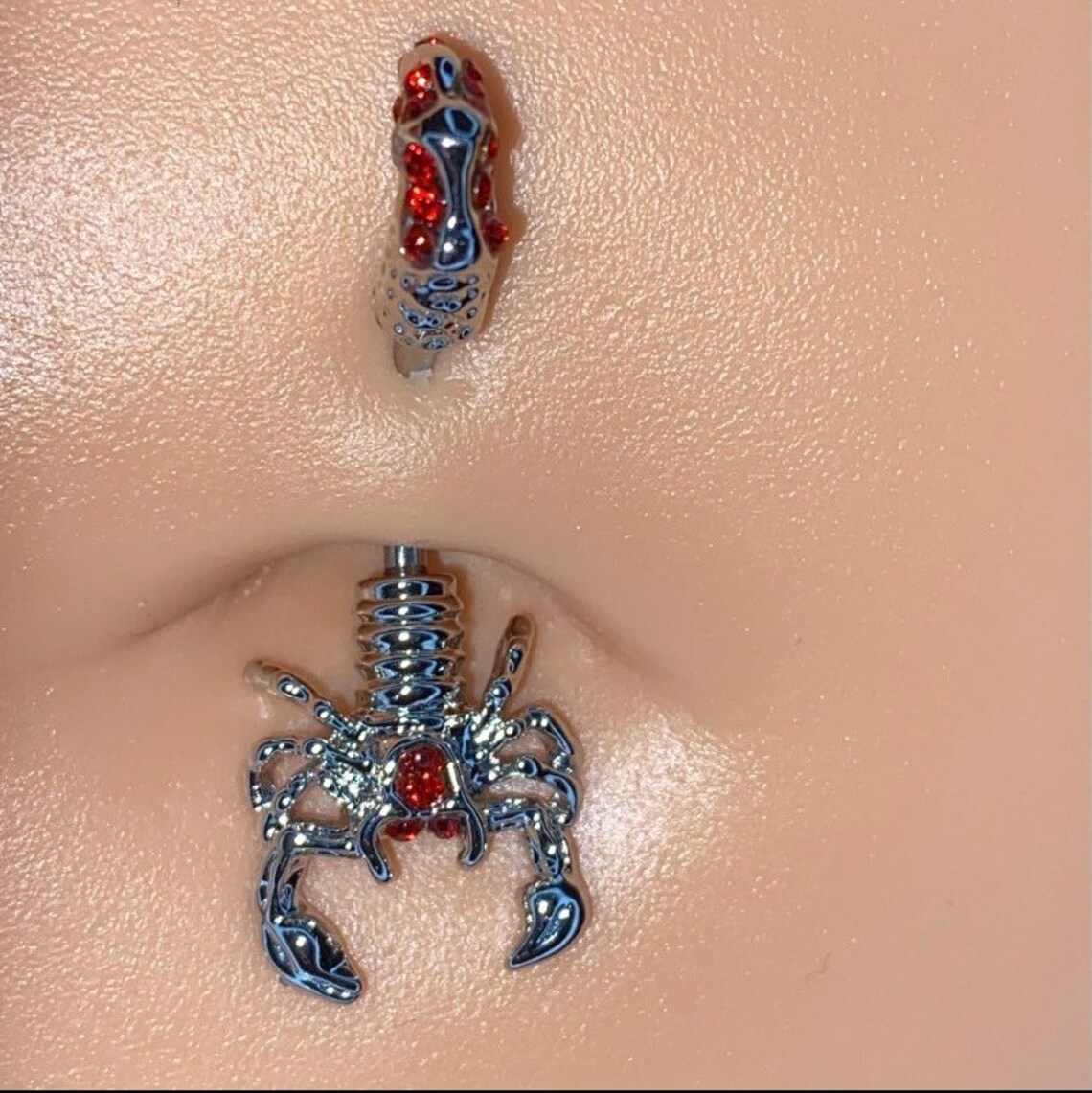 Ruby Scorpion Belly Ring - Etsy