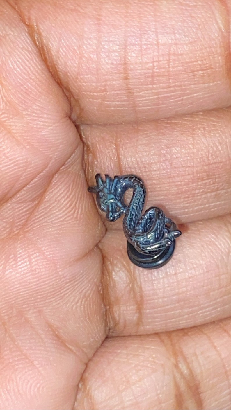 Black Dragon Fake Plug 316L Surgical Steel - Etsy