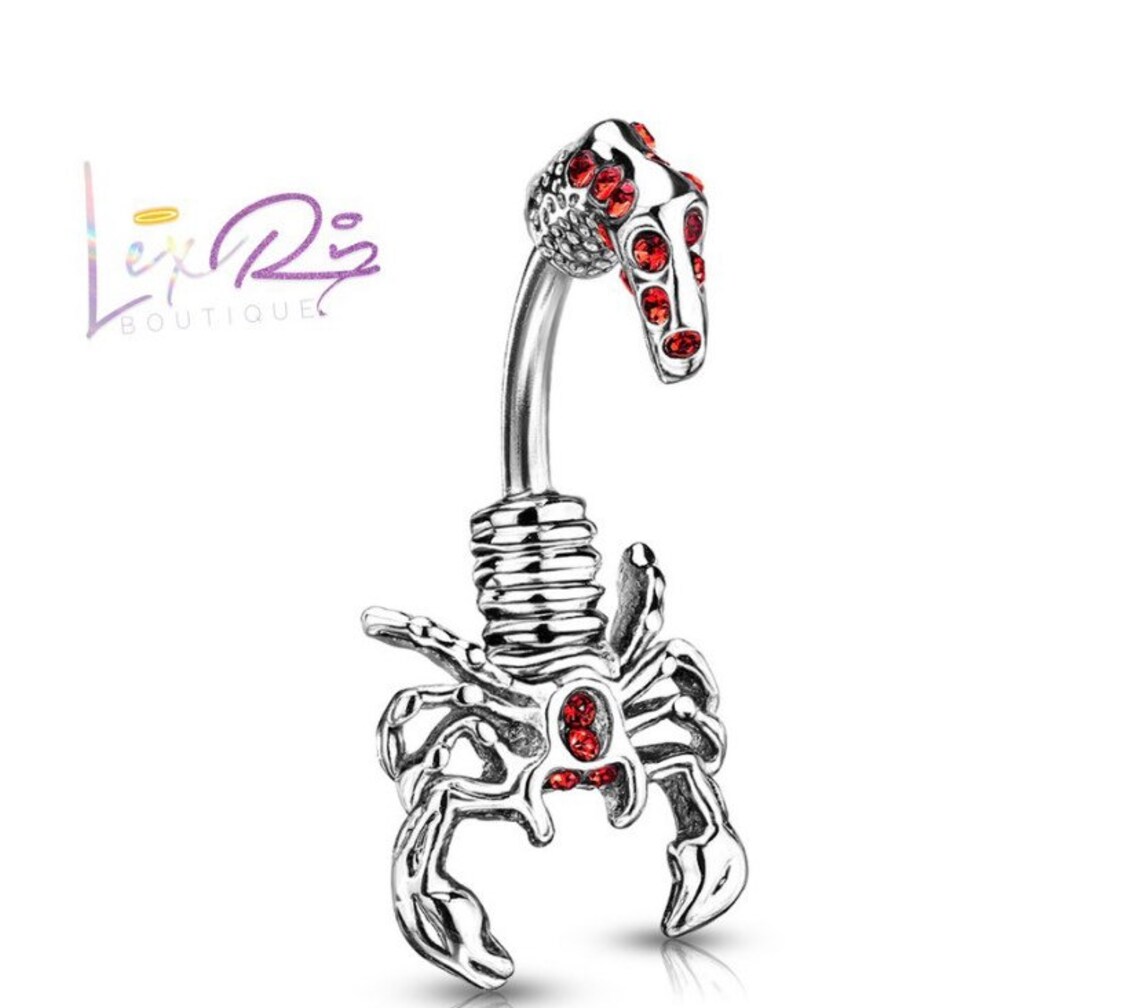 Ruby Scorpion Belly Ring - Etsy