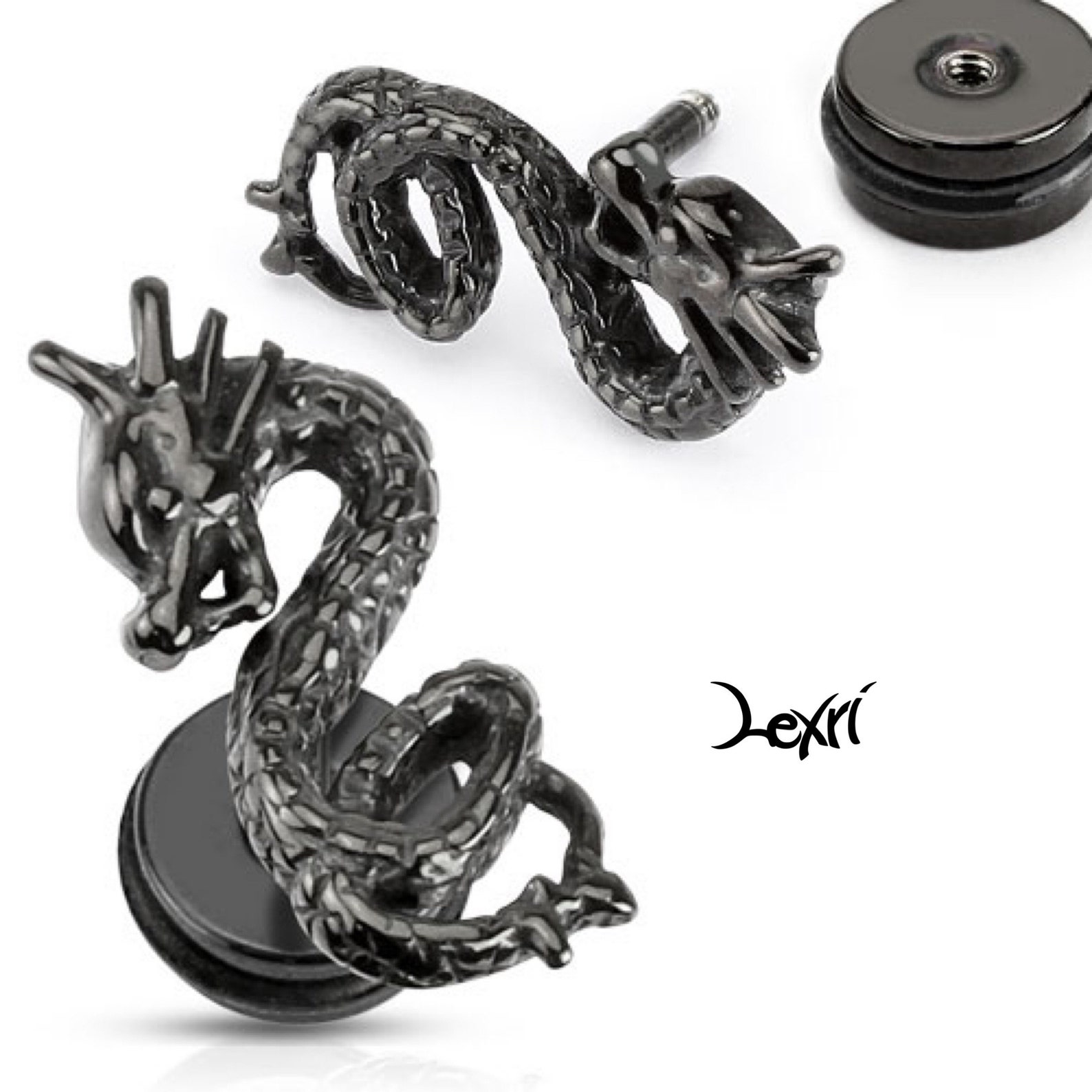 Black Dragon Fake Plug 316L Surgical Steel - Etsy