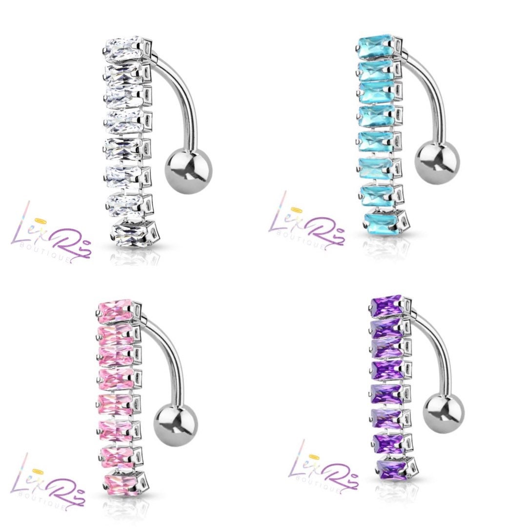 Crystal Silver Top Down / Reverse Dangling Belly Ring - Etsy Österreich