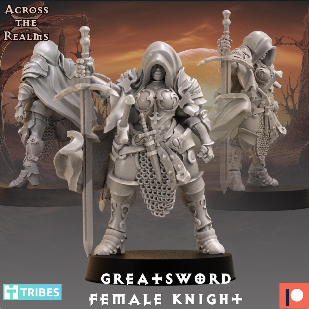 Female Greatsword Knight Miniature | Unpainted Resin Model - Etsy