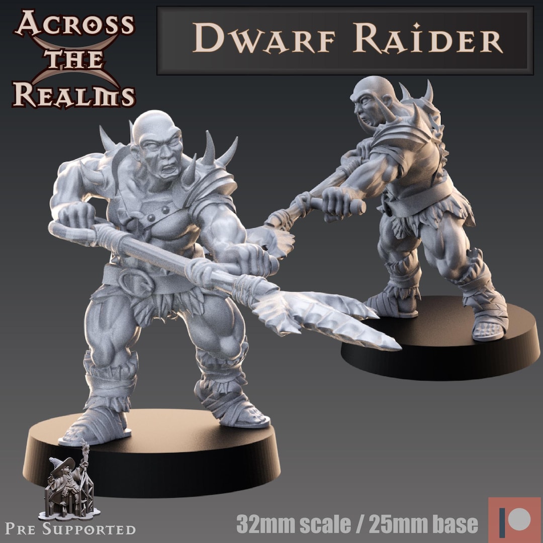 Dwarf Raider Miniature | Across the Realms - Etsy