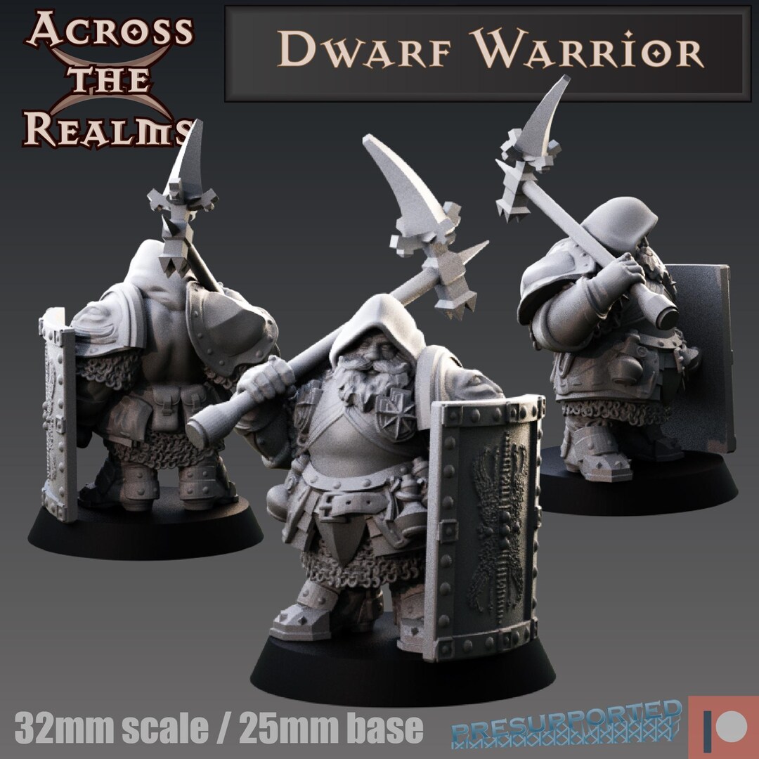 Dwarf Warrior Miniature | Across the Realms - Etsy