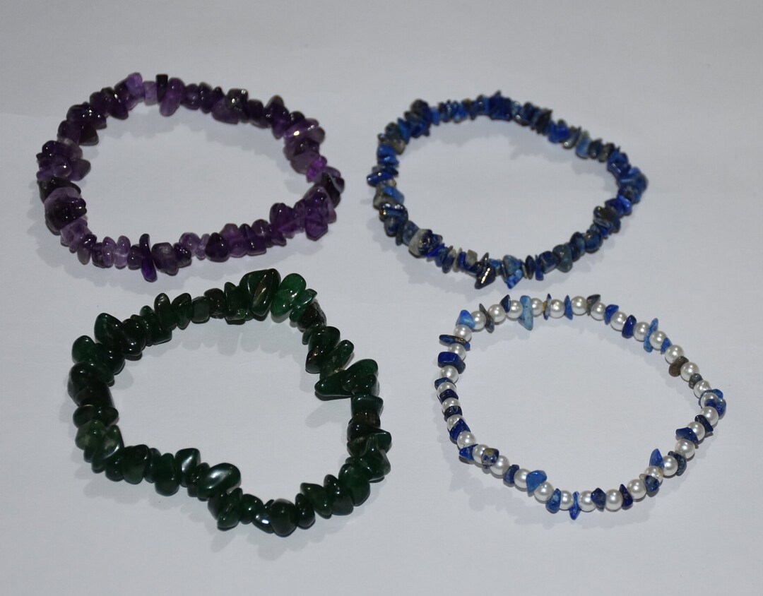 Gemstone Chips Bracelet, Stretchy Bracelet, Healing Crystal Beads ...