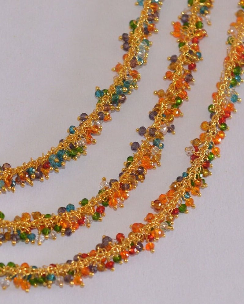 Multi Crystal Bead Thick Rosary Chain. Beaded Chain. Rope Chain ...